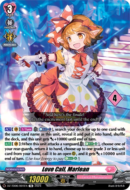 Love Call, Marlean (4) (DZ-TD06/001EN) [Start Up Trial Deck: Lyrical M – 50cards