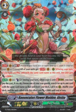Ranunculus Flower Maiden, Ahsha (RRR) (G-TD12/003EN) [Flower Princess – 50cards