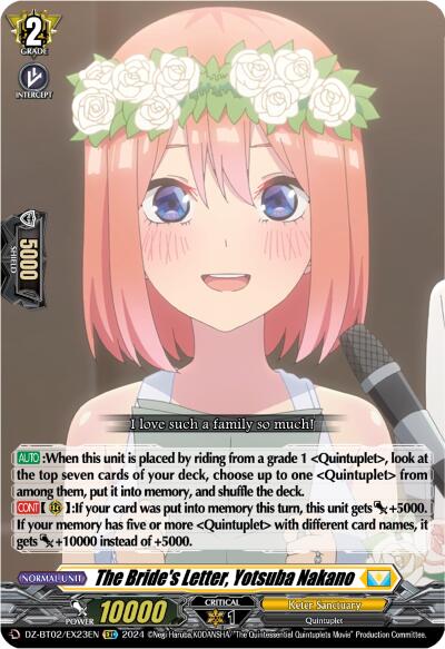 The Bride's Letter, Yotsuba Nakano (EXC) (DZ-BT02/EX23EN) [Illusionles ...