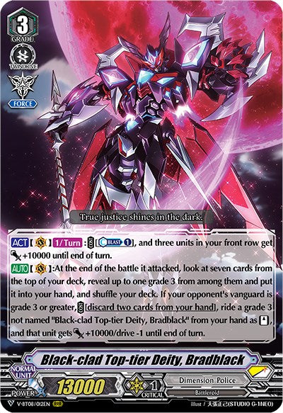 Black-clad Top-tier Deity, Bradblack (V-BT08/012EN RRR) [Silverdust Bl – 50cards